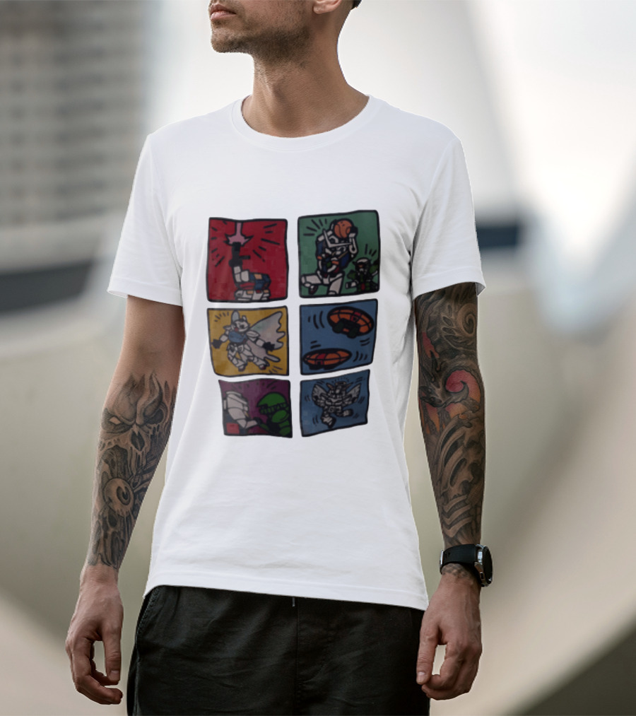 Keith Haring Japanese Mecha Robot Comic Panels Pop Cartoon T-Shirt