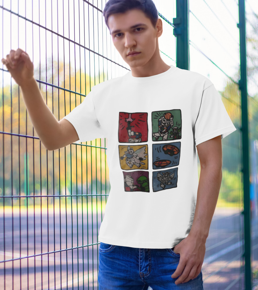 Keith Haring Japanese Mecha Robot Comic Panels Pop Cartoon T-Shirt