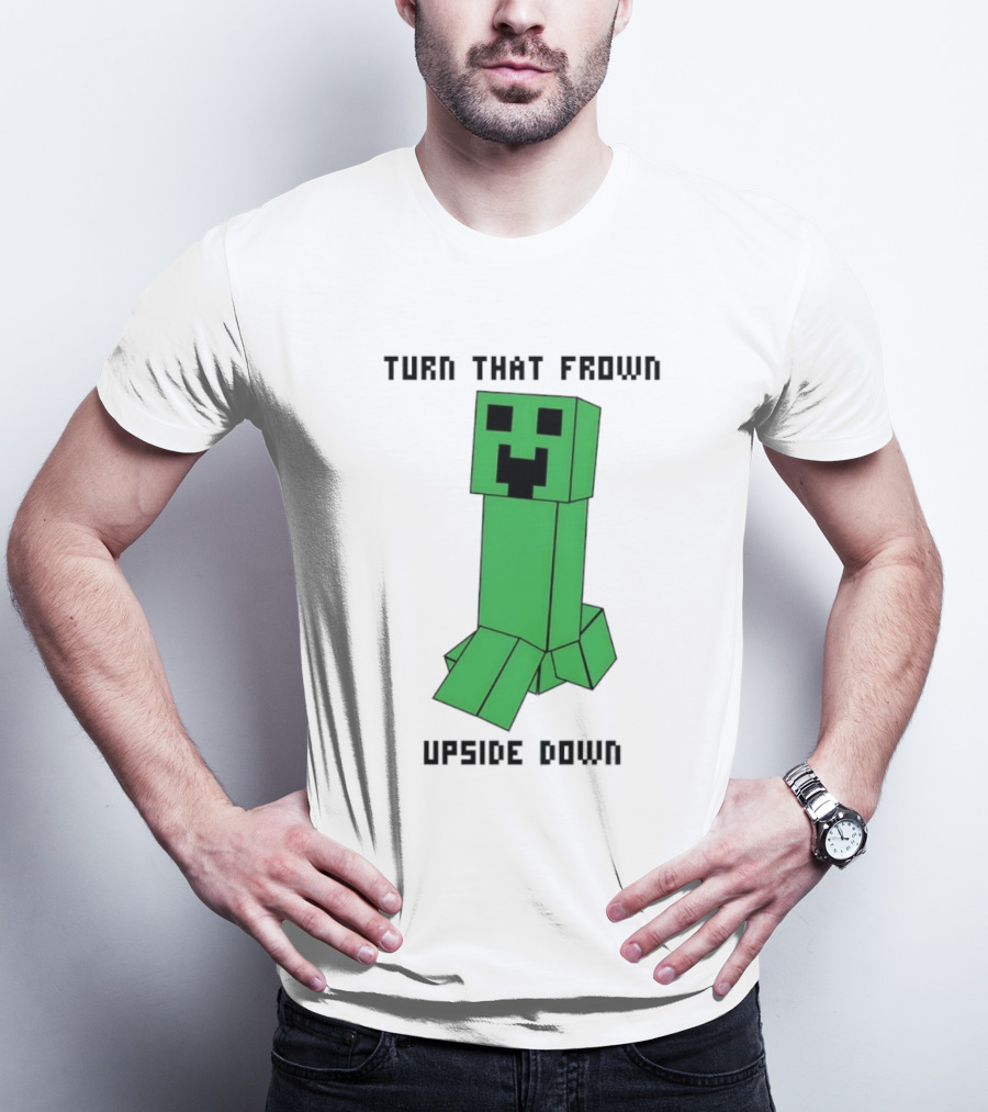 Creeper Turn That Frown Upside Down Gaming Block T-Shirt