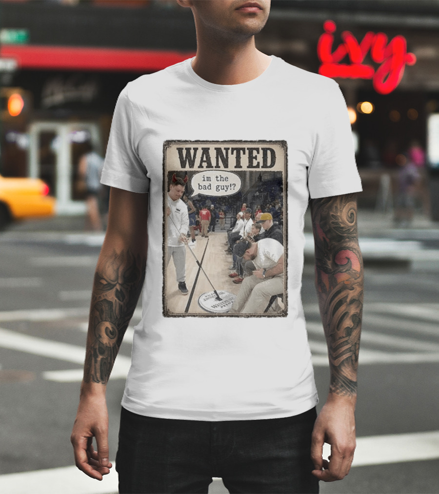 Wanted Im The Bad Guy!? Basketball Court Scene With Devil Horns T-Shirt
