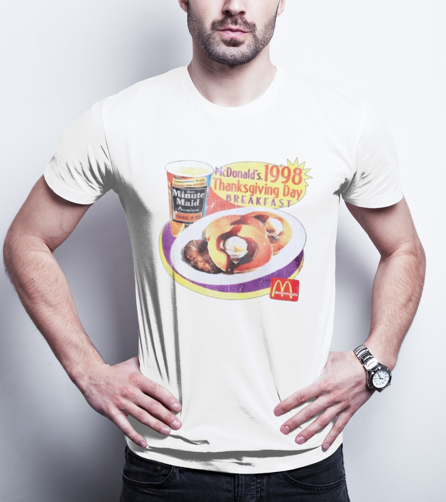 Minute Maid Orange Juice McDonald's 1998 Thanksgiving Day Breakfast Burgers T-Shirt