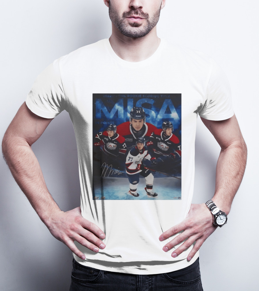 Michael Misa Saginaw Spirit 2022 23 OHL Rookie 56 Points T-Shirt