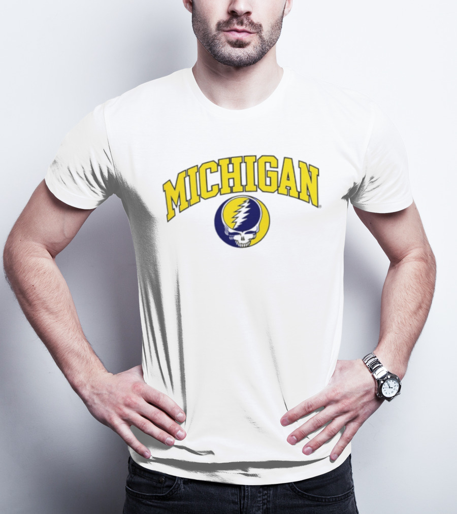 Michigan Wolverines Grateful Dead 2026 Collaboration Lightning Skull T-Shirt