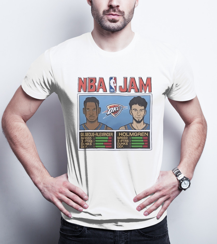 NBA Jam Shai Gilgeous Alexander Chet Holmgren OKC Thunder Stats T-Shirt