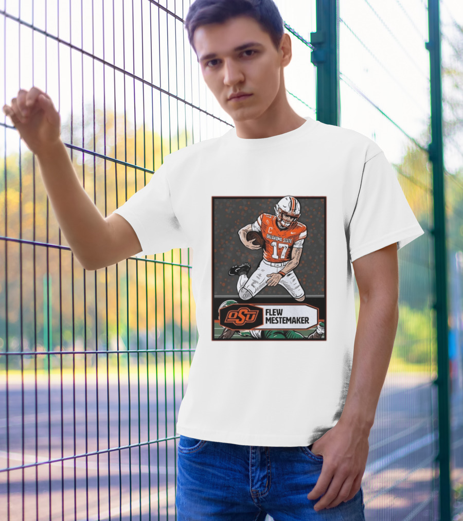 Oklahoma State Cowboys Flew Mestemaker 17 College Football Player Card T-Shirt