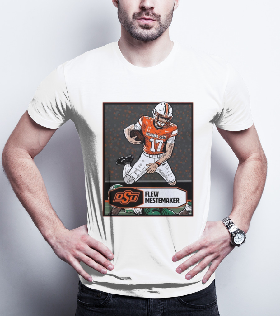 Oklahoma State Cowboys Flew Mestemaker 17 College Football Player Card T-Shirt