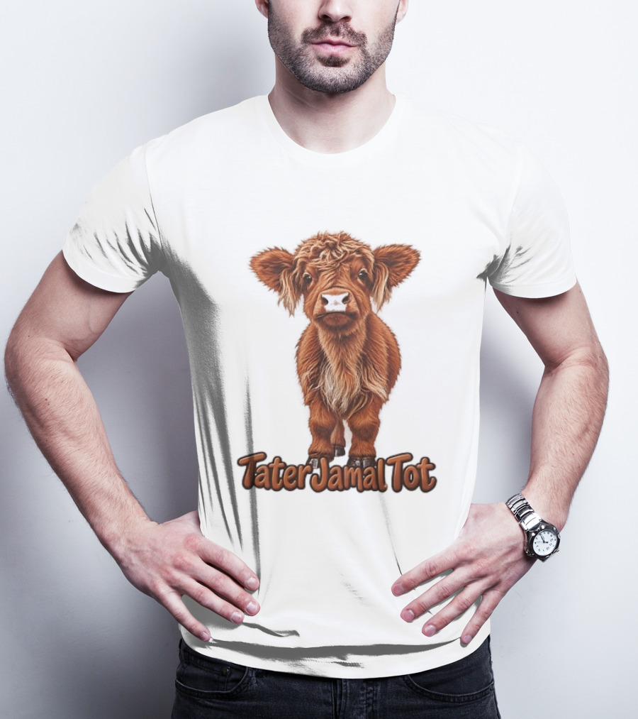 TaterJamal Tot Highland Cow Farm Animal Cute Brown Calf T-Shirt