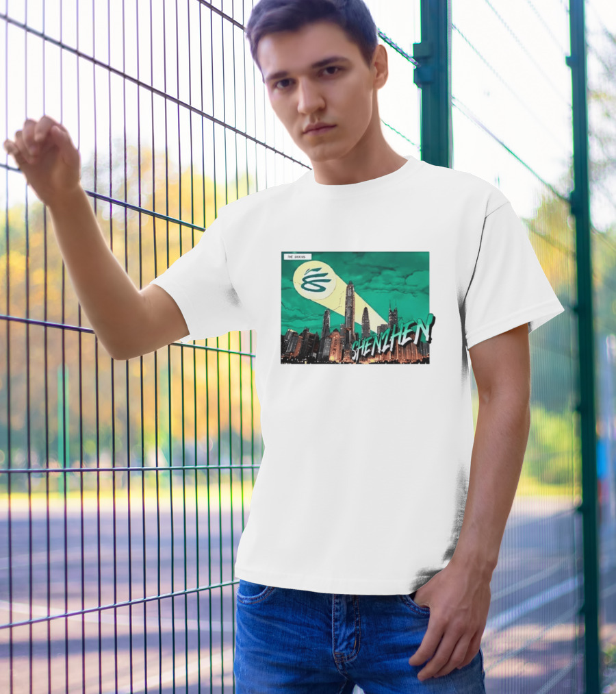 Shenzhen City Skyline With Illuminated Beacon And Clouds T-Shirt