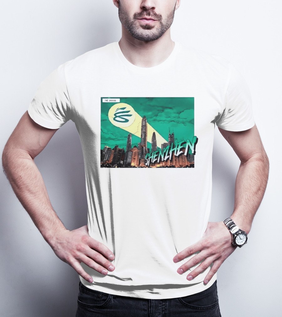 Shenzhen City Skyline With Illuminated Beacon And Clouds T-Shirt