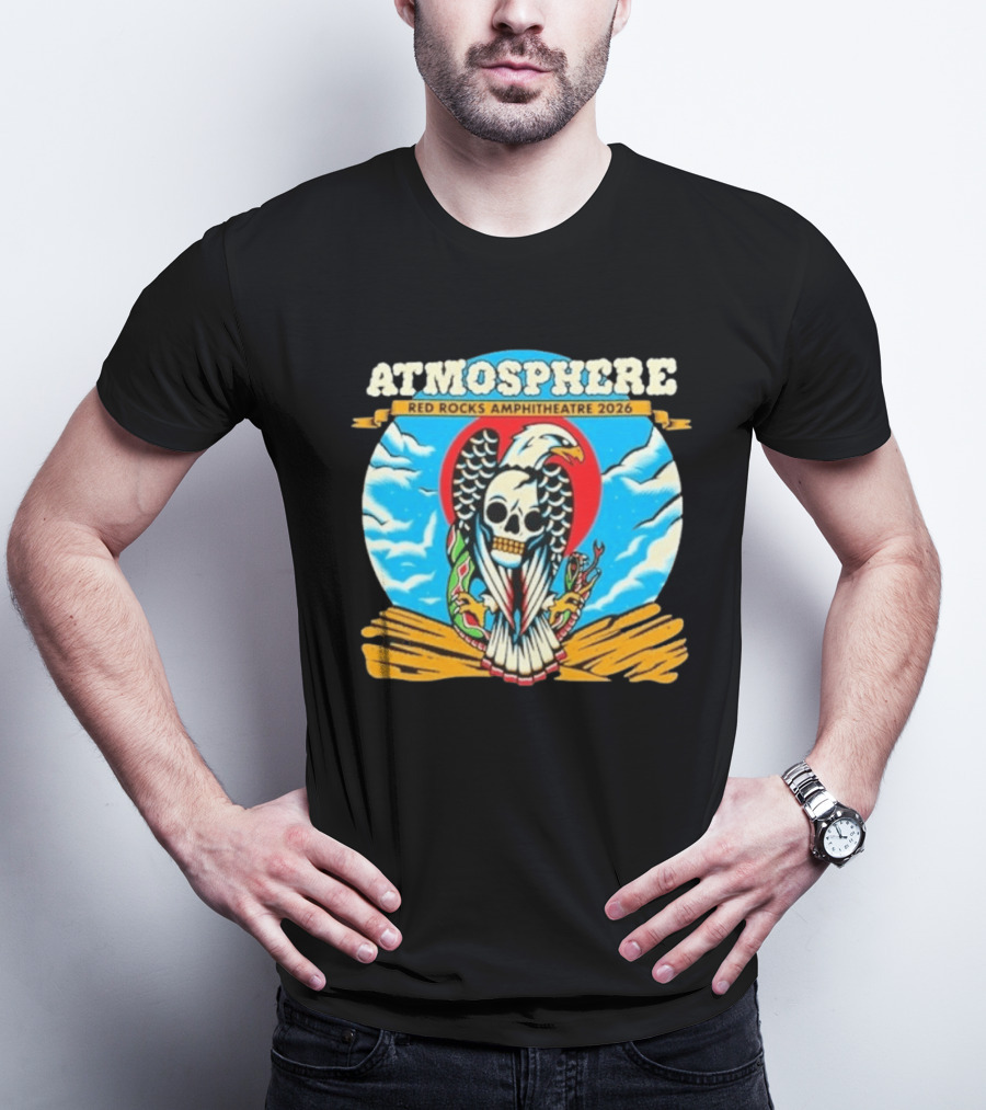 Atmosphere Red Rocks Amphitheatre 2026 Eagle Skull Clouds T-Shirt