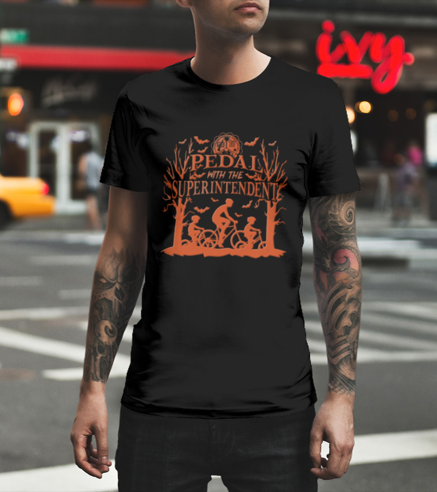 Brownsville Independent School District Pedal With The Superintendent Cycling Event Trees And Bats T-Shirt
