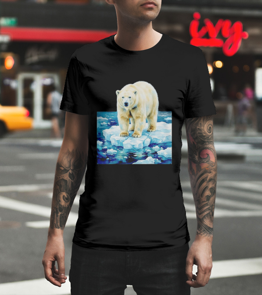 Majestic Polar Bear On Melting Iceberg Arctic Wildlife Scene T-Shirt