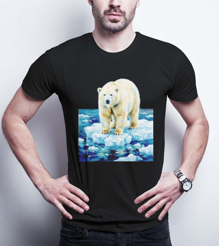 Majestic Polar Bear On Melting Iceberg Arctic Wildlife Scene T-Shirt
