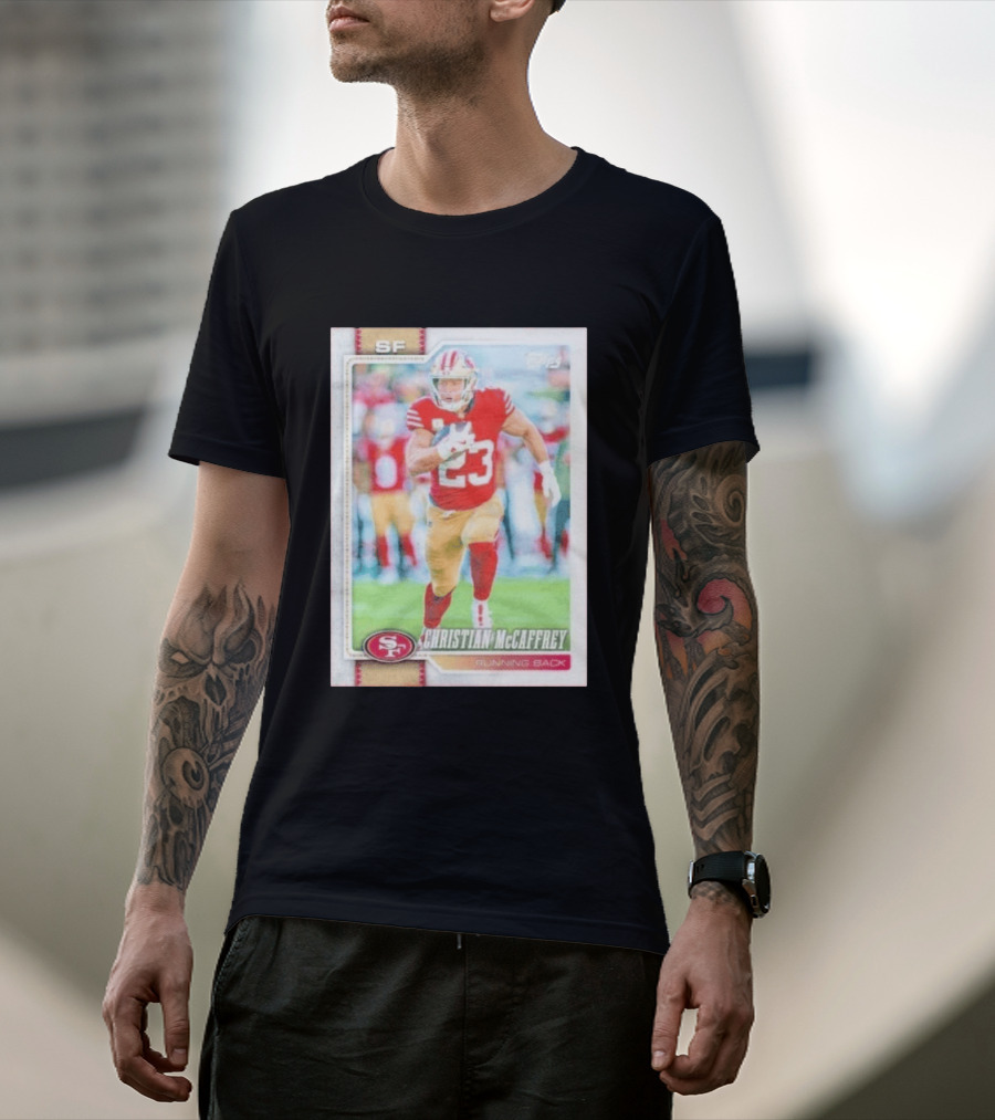 Christian McCaffrey SF 49ers Running Back No 23 NFL Player Card T-Shirt