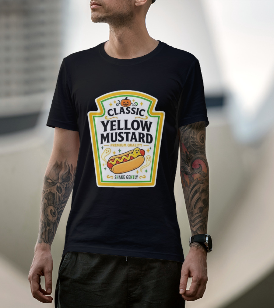 Classic Yellow Mustard Premium Quality Halloween Hot Dog Shake Gently T-Shirt