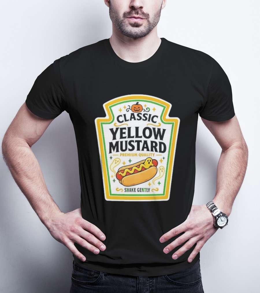 Classic Yellow Mustard Premium Quality Halloween Hot Dog Shake Gently T-Shirt
