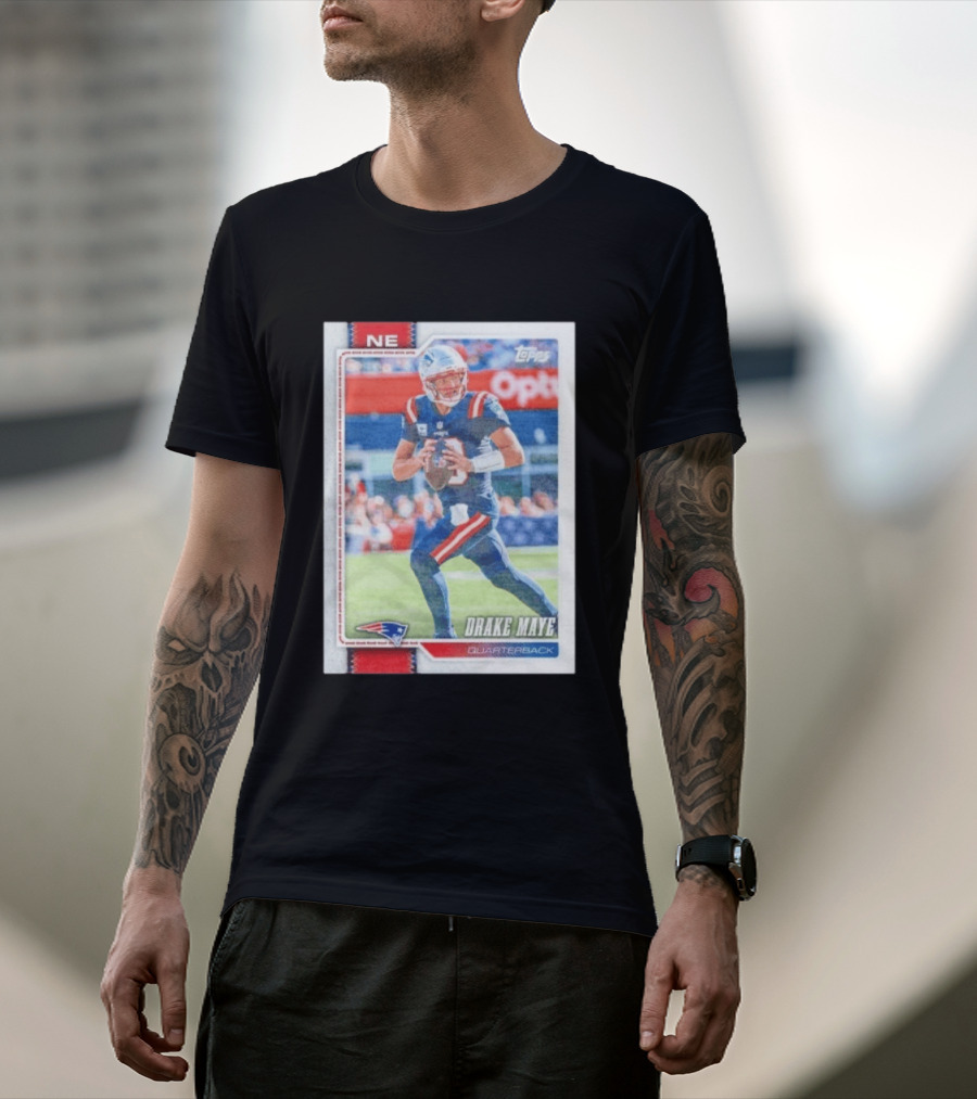 New England Patriots Drake Maye 2026 Topps Quarterback Football Card T-Shirt