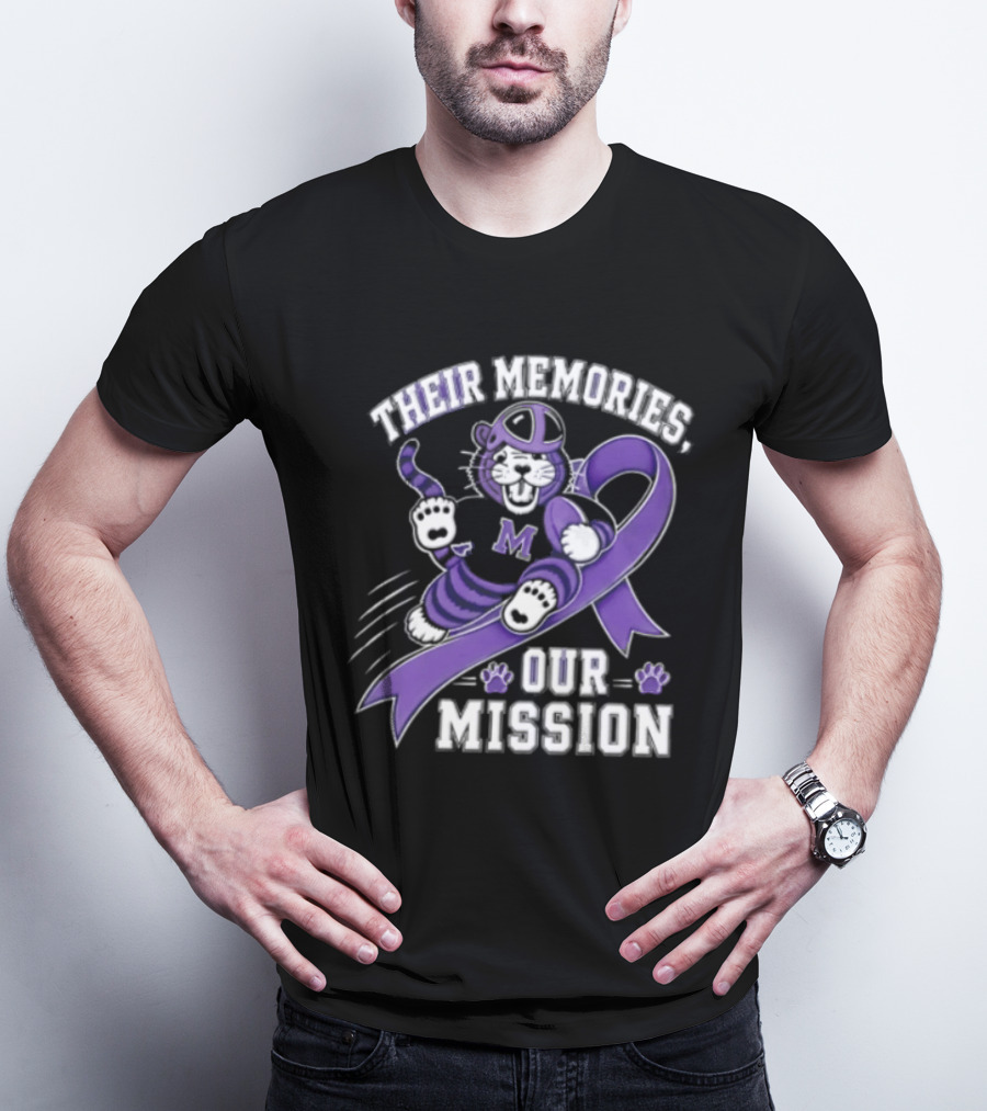 Their Memories Our Mission Purple Football Helmet Ribbon M Tiger Paw T-Shirt