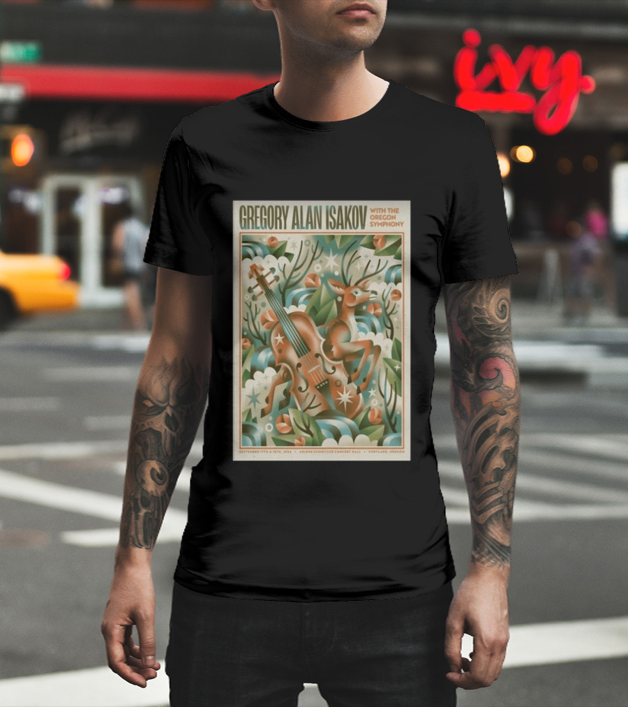 Gregory Alan Isakov With The Oregon Symphony Portland September 17 18 2026 Concert Deer And Violin T-Shirt