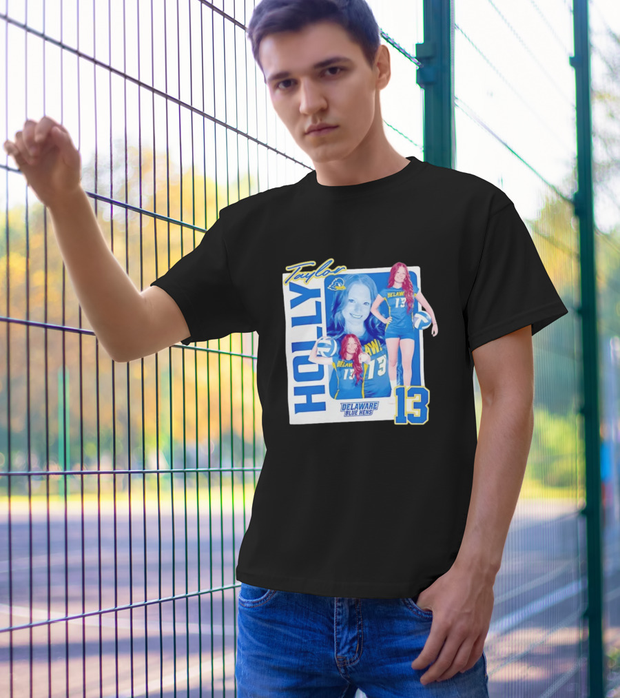 Holly Taylor Delaware Blue Hens Number 13 Volleyball T-Shirt