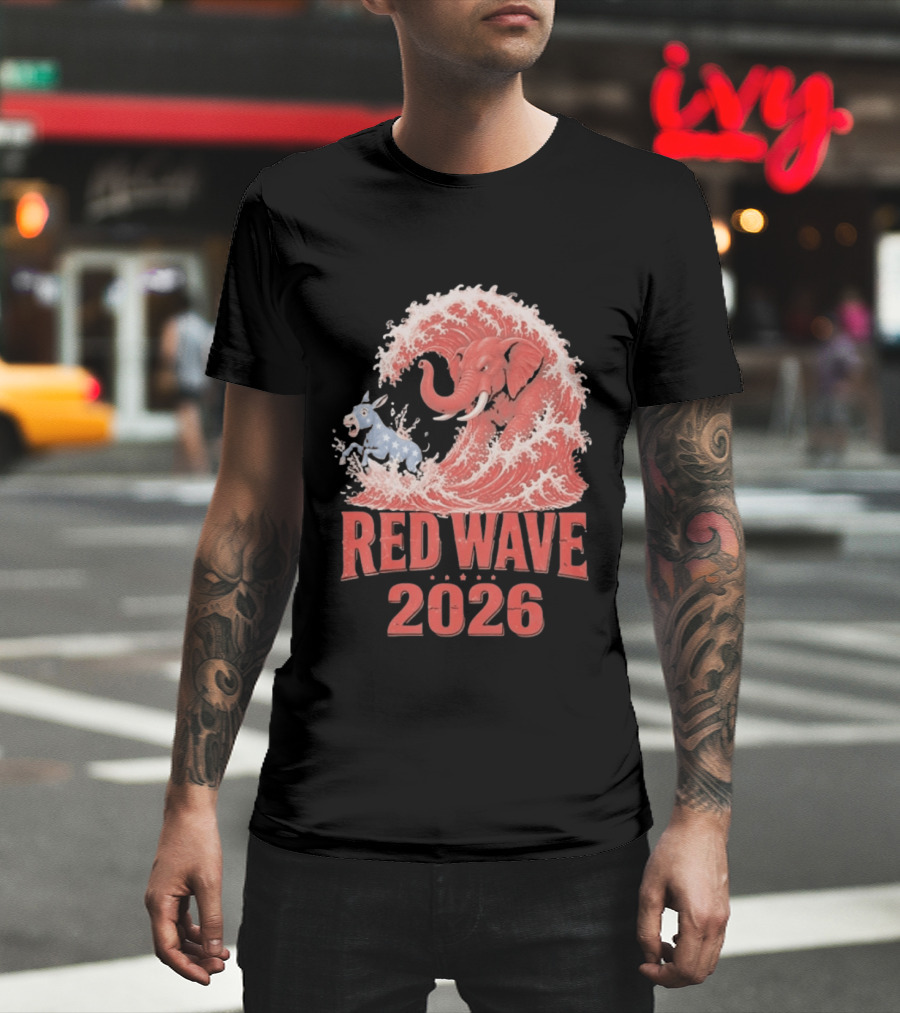 Red Wave 2026 Republican Elephant Vs Donkey Political T-Shirt