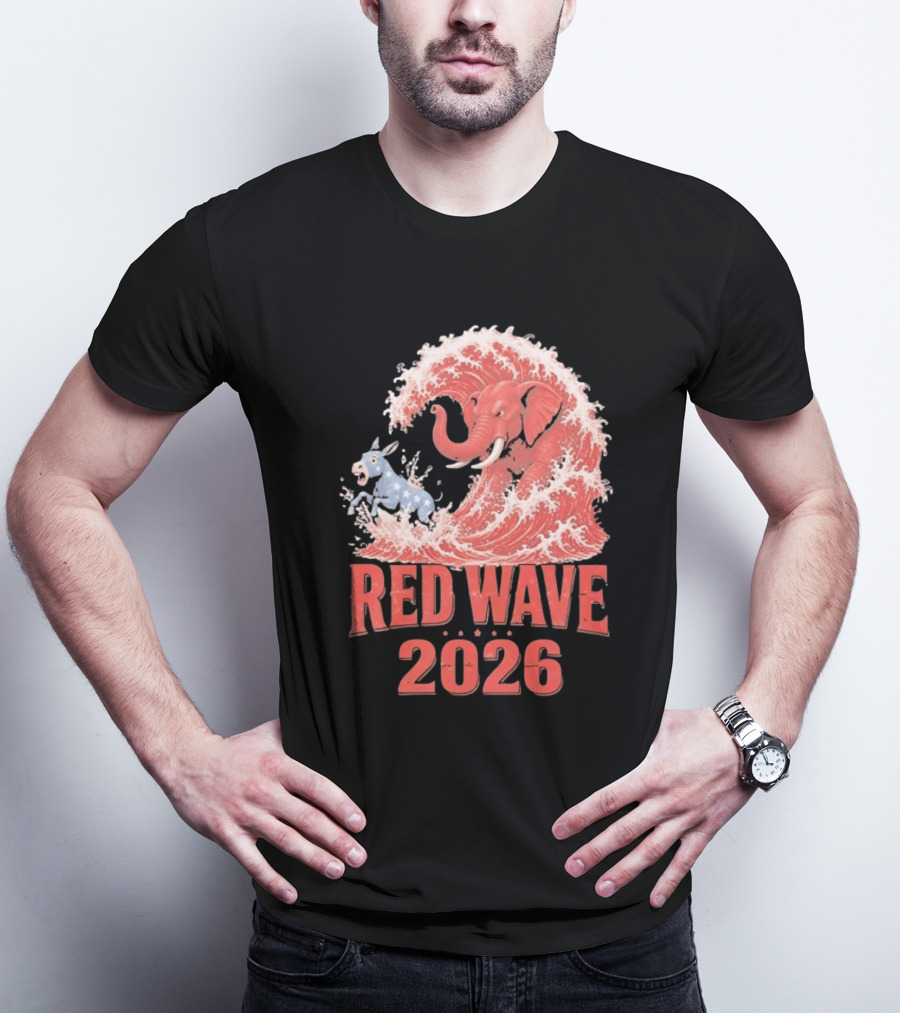 Red Wave 2026 Republican Elephant Vs Donkey Political T-Shirt