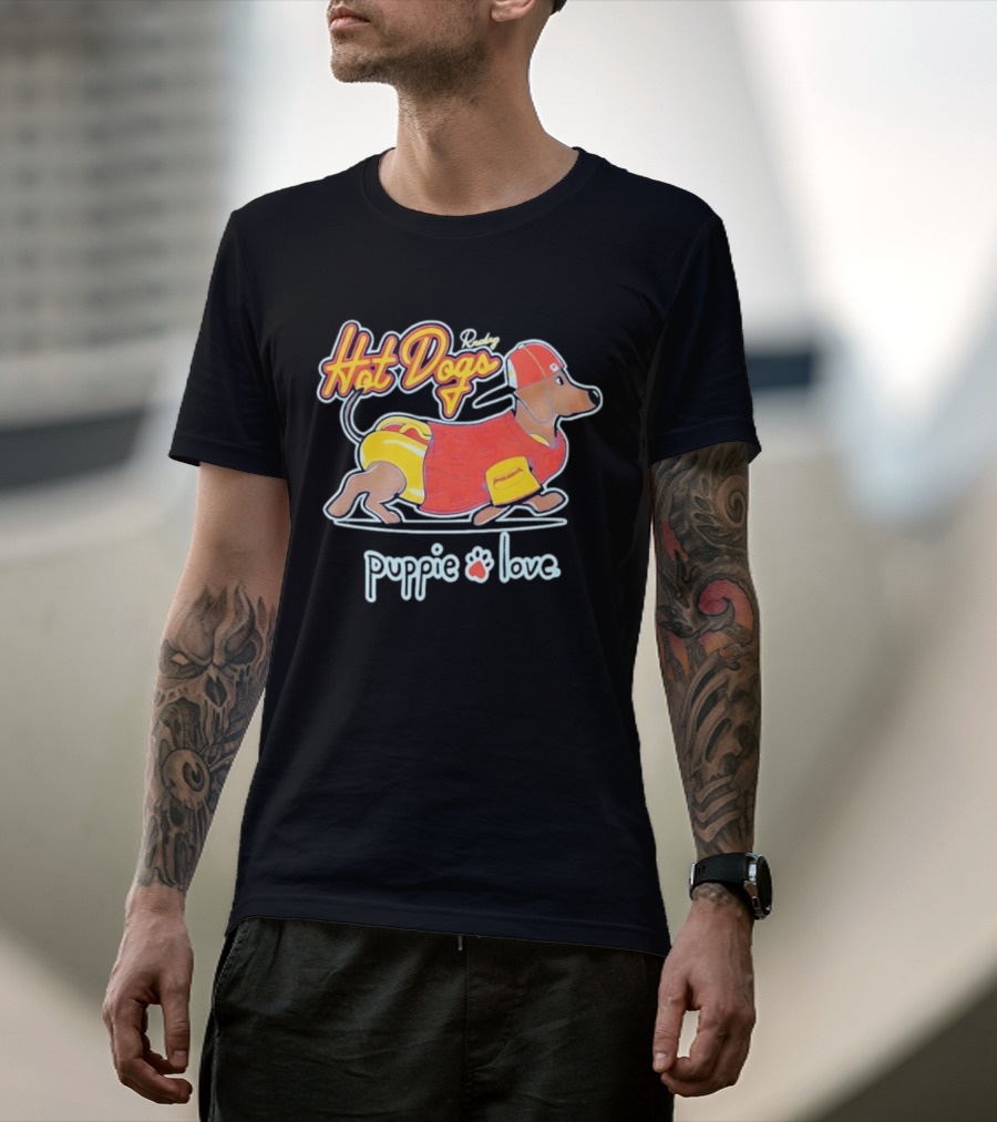 Rockin Hot Dogs Puppie Love Dachshund Dog Lover T-Shirt