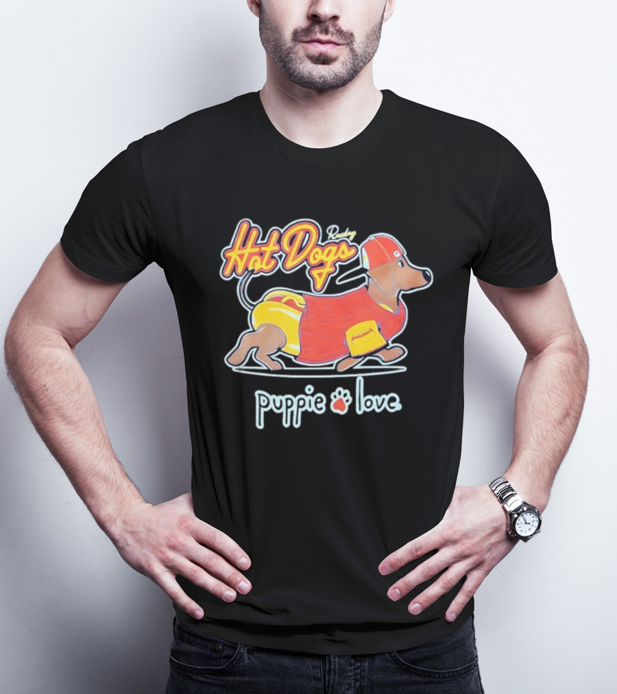 Rockin Hot Dogs Puppie Love Dachshund Dog Lover T-Shirt