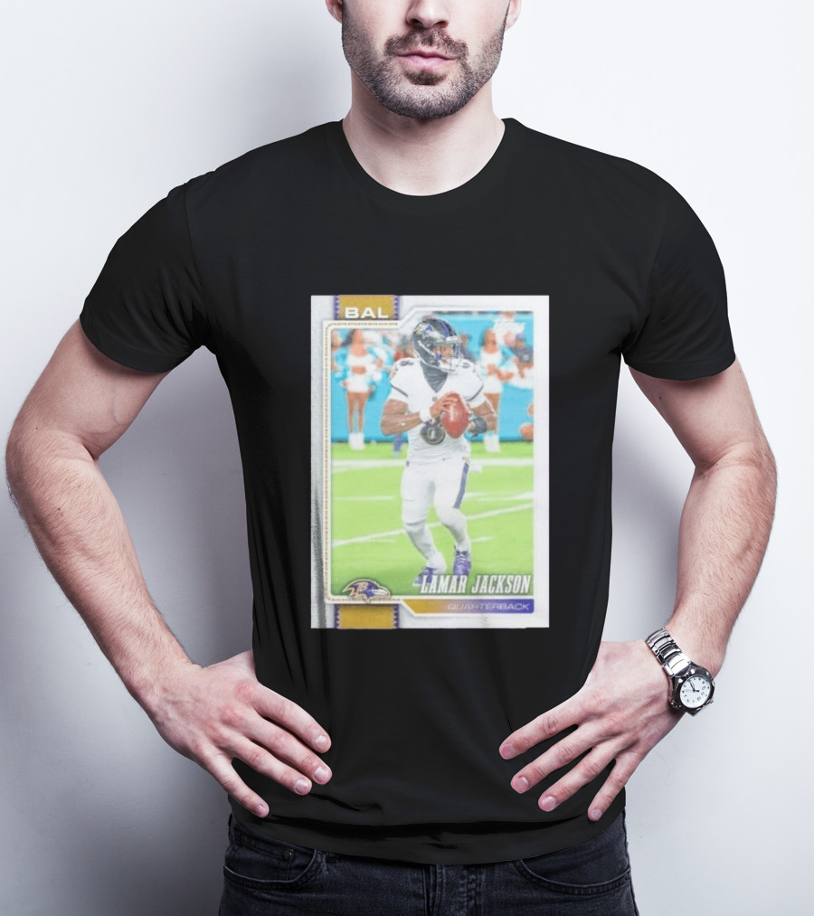 BAL Ravens Lamar Jackson No 8 Quarterback Football Card 2026 T-Shirt