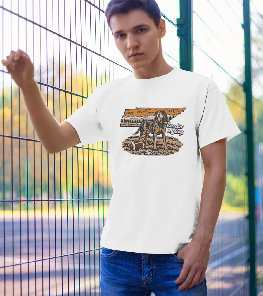 Cardin McCoy Tennessee Bluetick Coonhound Football Landscape T-Shirt