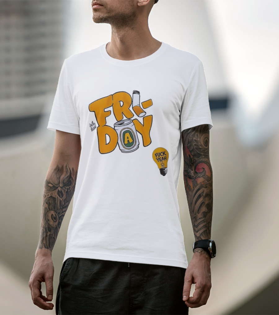 Beer Can Friday Vibes Light Bulb Fuck Yeah Weekend T-Shirt