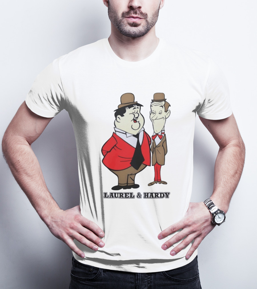 Laurel And Hardy Cartoon Style Classic Comedy T-Shirt