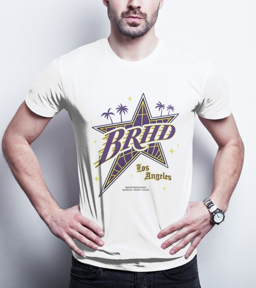 Los Angeles Brhd Brotherhood World Tour 2026 Star Palm Trees T-Shirt