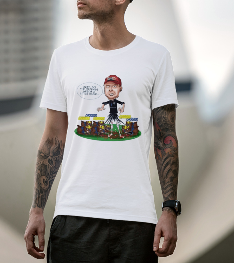 Oklahoma Football Coach Arbuckle Offense Skeleton Cartoon Needs A Little Work T-Shirt
