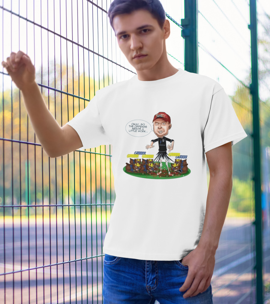 Oklahoma Football Coach Arbuckle Offense Skeleton Cartoon Needs A Little Work T-Shirt