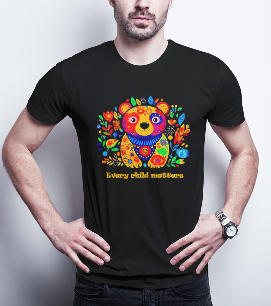 Every Child Matters Colorful Floral Bear T-Shirt
