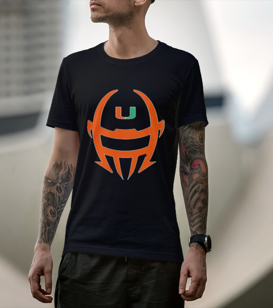 Miami Hurricanes Football Helmet Shape NCAA U T-Shirt
