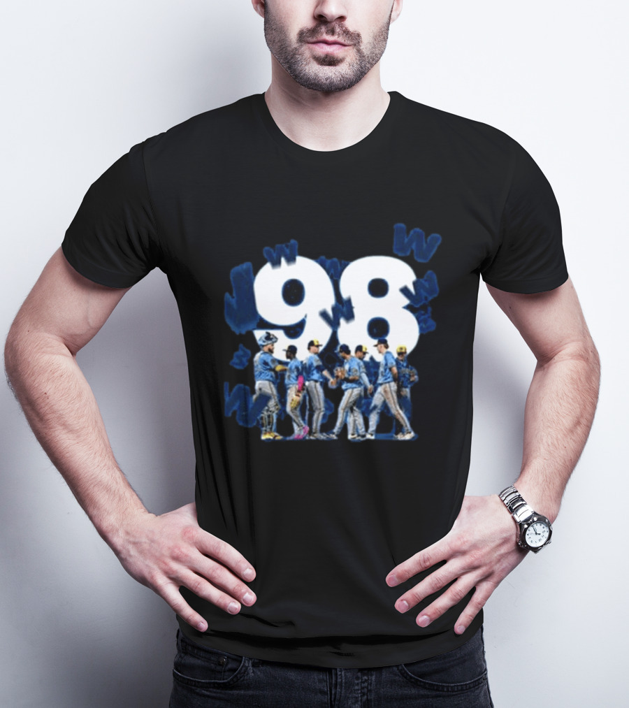 Milwaukee Brewers 98 Wins Franchise Record Baseball Team Celebration Blue T-Shirt