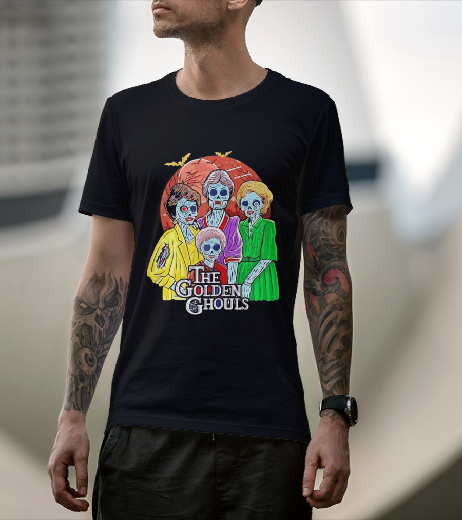 Halloween Zombie The Golden Ghouls Bat Moon T-Shirt
