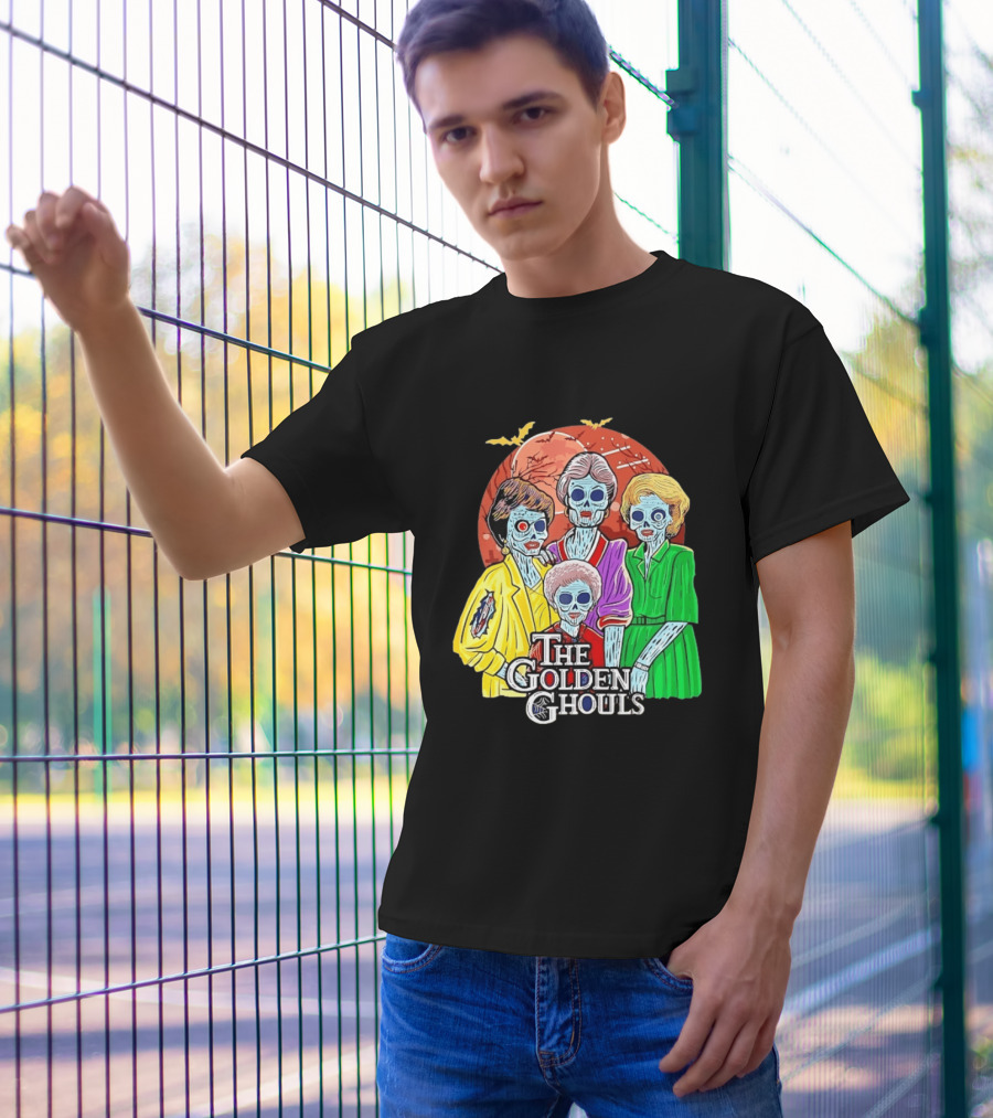Halloween Zombie The Golden Ghouls Bat Moon T-Shirt