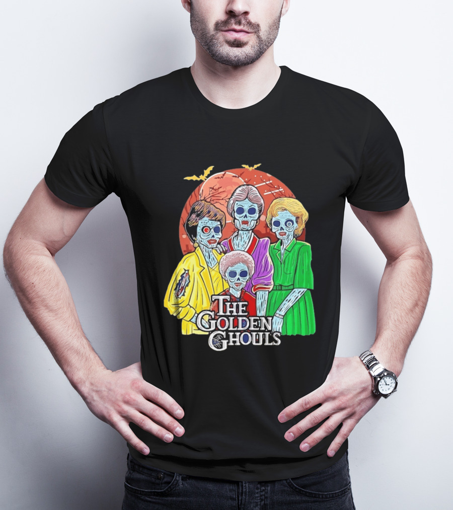 Halloween Zombie The Golden Ghouls Bat Moon T-Shirt
