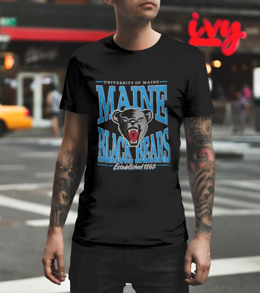 University Of Maine Black Bears Est. 1865 Aggressive Bear Head T-Shirt