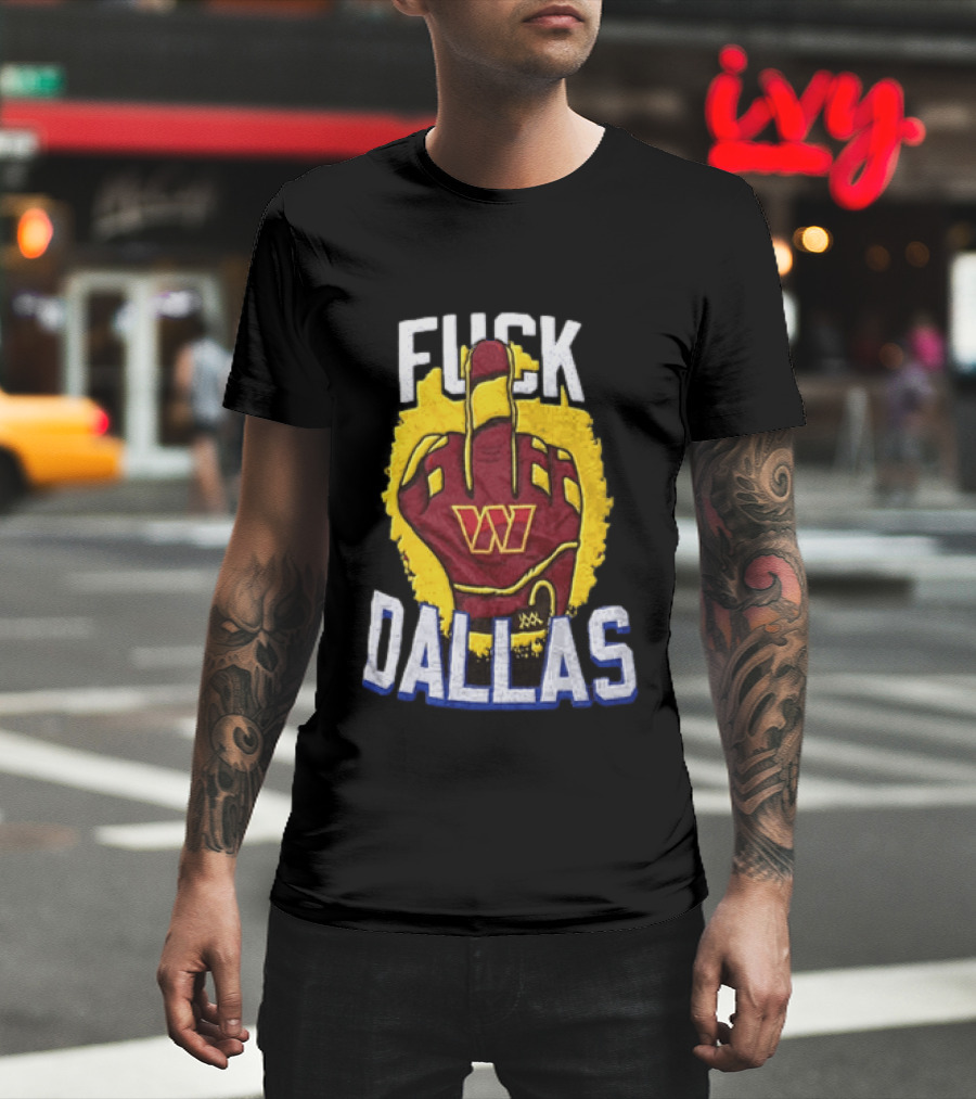 Raise Hail F*** Dallas Middle Finger Glove Red Yellow White Blue T-Shirt
