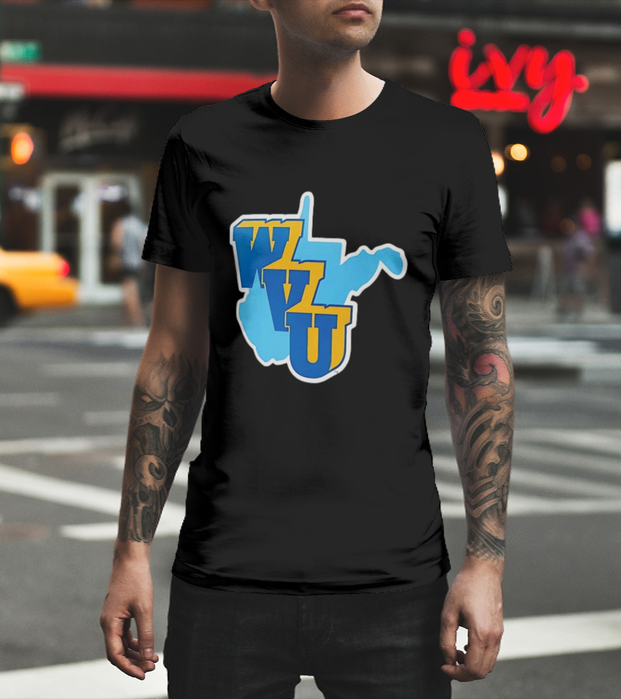 West Virginia Mountaineers WVU State Map T-Shirt