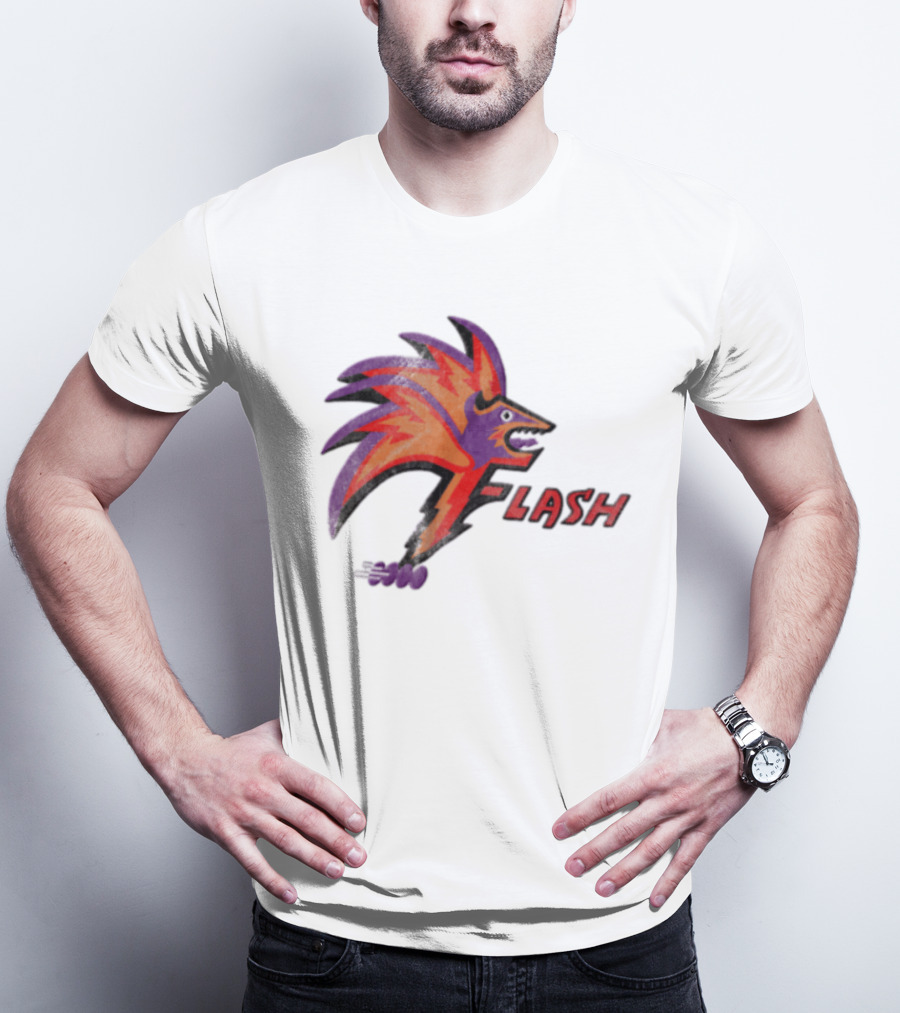 1993 Las Vegas Flash Purple And Orange Retro Wolf T-Shirt