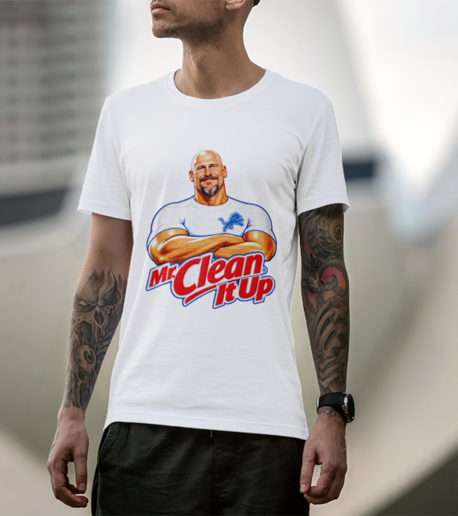 Dan Campbell Mr Clean It Up Detroit Lions Exclusively T-Shirt