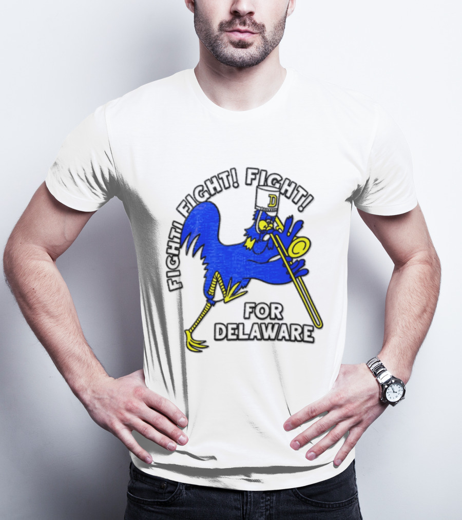 Delaware Blue Hens Fight Fight Fight For Delaware Chicken Trombone T-Shirt