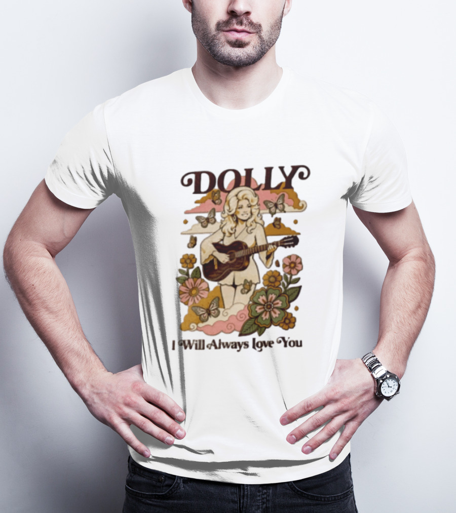 Dolly Parton I Will Always Love You Butterflies Flowers Guitar T-Shirt