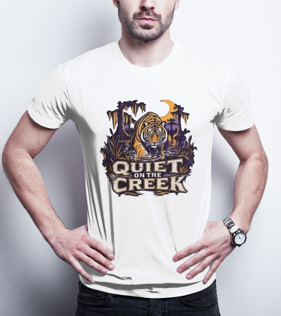 Quiet On The Creek Tiger Wading In Swamp LSU Tigers T-Shirt
