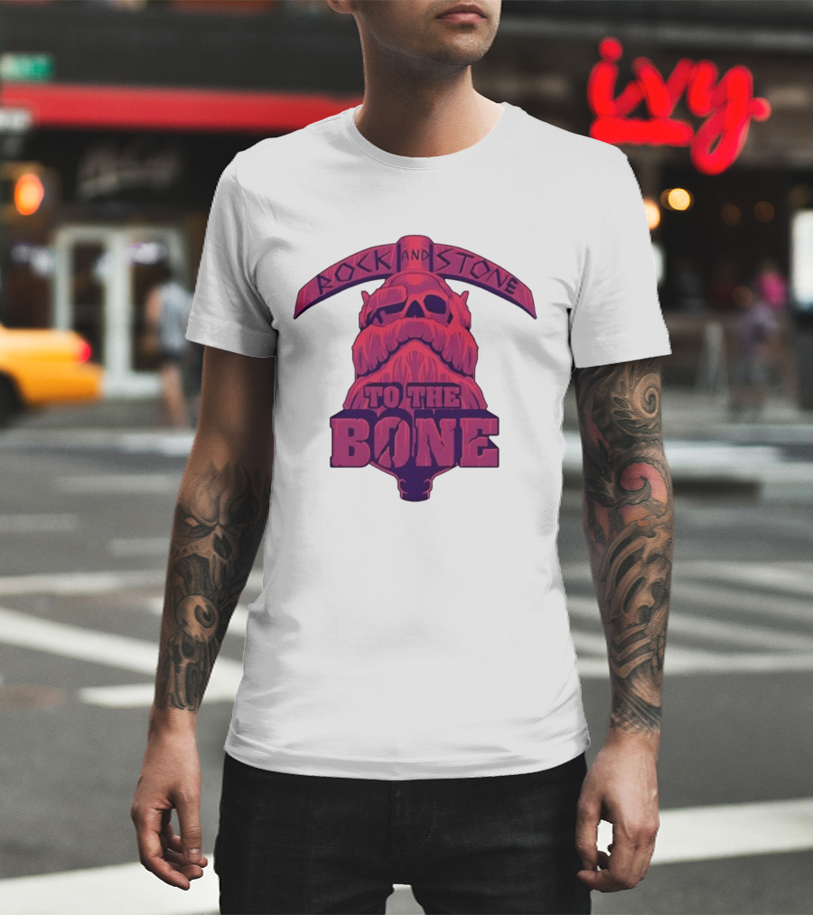 Rock And Stone To The Bone Dwarf Skull Gaming Deep Rock Galactic T-Shirt